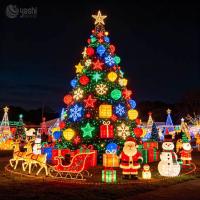 China Custom Giant LED Frame Christmas Tree Motif Light, Outdoor Waterproof Lighted Xmas Tree Sculpture With Gift Boxes For Mall Plaza for sale