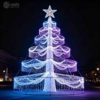 China Custom Giant Blue Purple LED Christmas Tree Motif Light, Outdoor Waterproof Lighted Xmas Tree Sculpture For City Plaza & Light Festival for sale