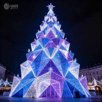 China Custom Giant Blue Purple LED Christmas Tree Motif Light, Outdoor Waterproof Lighted Xmas Tree Sculpture For City Plaza & Light Festival for sale