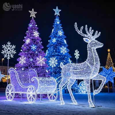 China Outdoor Waterproof Reindeer & Sleigh LED Light Set, Christmas Tree Lanterns for Square, Park & Theme Park Decoration for sale