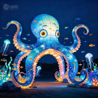 China Ocean Themed Octopus Arch Lantern, Large LED Lantern Sculpture for Theme Parks, Aquariums & Zoo Decoration for sale