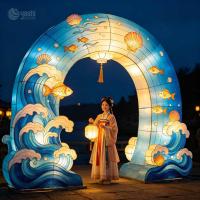 China Custom Jellyfish Ocean Wave Light Tunnel, Under‑Sea Theme Walk‑Through Arch Lantern for Commercial Street & Lantern Festival for sale