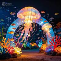China Custom Jellyfish Ocean Wave Light Tunnel, Under‑Sea Theme Walk‑Through Arch Lantern for Commercial Street & Lantern Festival for sale