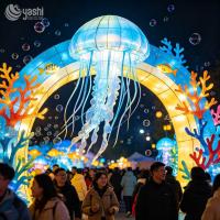 China Custom Jellyfish Ocean Wave Light Tunnel, Under‑Sea Theme Walk‑Through Arch Lantern for Commercial Street & Lantern Festival for sale