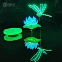 China Custom Water‑Floating Lotus & Dragonfly Lantern Set, Large LED Aquatic Floral Light Sculpture for Lake Festival for sale
