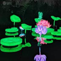 China Custom Water‑Floating Lotus & Dragonfly Lantern Set, Large LED Aquatic Floral Light Sculpture for Lake Festival for sale