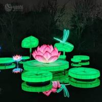 China Custom Water‑Floating Lotus & Dragonfly Lantern Set, Large LED Aquatic Floral Light Sculpture for Lake Festival for sale