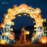 China Large Jurassic Dinosaur Skeleton LED Lantern Archway Waterproof Sculpture for Amusement Park Decoration for sale