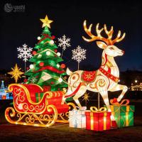 China Custom LED Wire Frame Reindeer & Sleigh Motif Light, Outdoor Christmas Light Sculpture With Gift Boxes For Plaza Holiday Light Show for sale