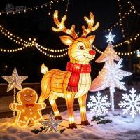 China Custom LED Wire Frame Reindeer & Sleigh Motif Light, Outdoor Christmas Light Sculpture With Gift Boxes For Plaza Holiday Light Show for sale