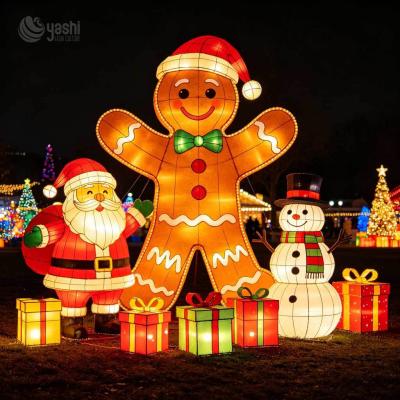 China Large LED Gingerbread Santa Snowman Light Set for Outdoor Commercial Holiday Mall Decor for sale