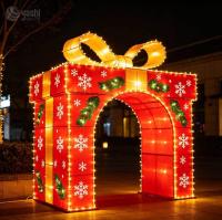 China Customizable Large LED Santa Sleigh Light Arch for Shopping Center Holiday Atmosphere Decor for sale