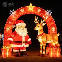 China Custom Giant Santa Claus Arch Light Sculpture, Outdoor LED Christmas Motif Light Tunnel For Shopping Mall & Light Festival for sale