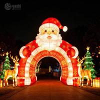 China Custom Christmas Bell Star Arch Lantern With Reindeer & Sleigh, Outdoor LED Festival Light Archway For Mall, Park Light Show for sale