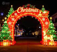 China Custom Santa Sleigh & Reindeer Christmas Arch Lantern, Outdoor LED Festival Motif Light Archway For Park & Shopping Mall for sale
