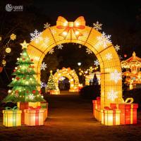 China Custom Santa Sleigh & Reindeer Christmas Arch Lantern, Outdoor LED Festival Motif Light Archway For Park & Shopping Mall for sale