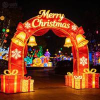 China Custom Santa Claus Christmas Arch Lantern, Outdoor LED Festival Light Archway With Reindeer & Xmas Tree For Mall Entrance for sale