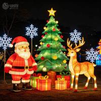 China Customized Large Outdoor Christmas Tree and Santa LED Light Sculpture for Holiday Decoration for sale
