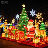 China Customized Large Outdoor Christmas Tree and Santa LED Light Sculpture for Holiday Decoration for sale