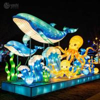 China Custom Under‑Sea Theme LED Lantern Set, Sea Turtle & Jellyfish Marine Animal Light Sculpture for Ocean Light Festival for sale