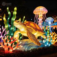 China Custom Under‑Sea Theme LED Lantern Set, Sea Turtle & Jellyfish Marine Animal Light Sculpture for Ocean Light Festival for sale