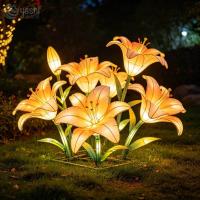 China Custom Warm‑Gradient Tulip Lantern Group, Large LED Ground Tulip Flower Light Sculpture for Garden & Light Festival for sale