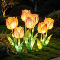 China Custom Warm‑Gradient Tulip Lantern Group, Large LED Ground Tulip Flower Light Sculpture for Garden & Light Festival for sale