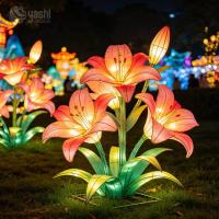 China Custom Warm‑Gradient Tulip Lantern Group, Large LED Ground Tulip Flower Light Sculpture for Garden & Light Festival for sale