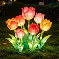 China Custom Warm‑Gradient Tulip Lantern Group, Large LED Ground Tulip Flower Light Sculpture for Garden & Light Festival for sale