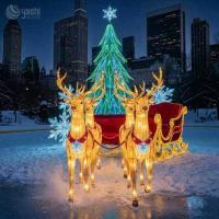China Handcrafted 3D Silk Reindeer Sleigh Lantern, Custom Waterproof Xmas Motif Light for Theme Park for sale