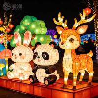 China Commercial Custom Cartoon Animal LED Lantern Set, Panda Rabbit Deer Large Outdoor Forest‑Theme Festival Light Installation for sale