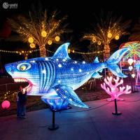 China Custom Large Shark LED Lantern, Marine Animal Light Sculpture for Ocean‑Theme Park Night Light Show for sale