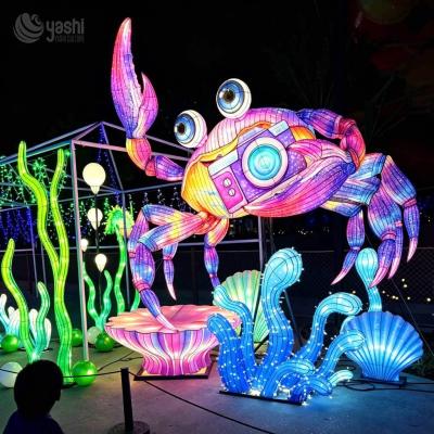 China Custom Cartoon Crab LED Lantern, Marine Animal Light Sculpture for Under‑Sea Theme Light Festival for sale
