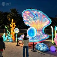 China Custom Giant Ocean Theme LED Lantern: 3D Silk Shell, Fish & Coral Sculptures for Theme Park and Aquarium Decoration for sale