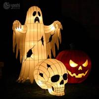 China Custom Witch Halloween Arch Lantern, Large LED Spooky Tree Gate Light Sculpture with Pumpkin, Bat & Spider Decor for sale