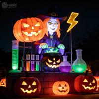 China Custom Frankenstein Monster Halloween Lantern Set, Large LED Scientist Character Light Sculpture with Pumpkin Decor for sale