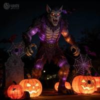 China Custom Cheerful Witch Halloween Arch Lantern, Large LED Spooky‑Tree Entry Gate Light Sculpture with Pumpkin & Bat for sale