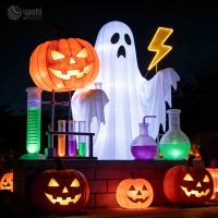 China Custom Cheerful Witch Halloween Arch Lantern, Large LED Spooky‑Tree Entry Gate Light Sculpture with Pumpkin & Bat for sale