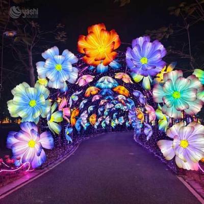 China Custom LED Flower Lantern Arch Tunnel, Waterproof Floral Walkway for Outdoor Festivals, Weddings & Theme Park Decor for sale