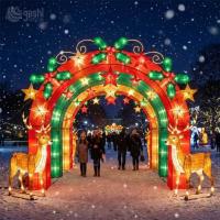 China Custom Giant Outdoor Christmas Lantern Decoration 3D Silk Gingerbread House Santa Claus Elf Sculptures for Theme Park Mall Decor for sale