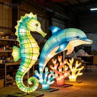 China Handcrafted Marine Creature Silk Lantern Set, Custom Outdoor Ocean Landscape Lighting Solution for Holiday Event for sale