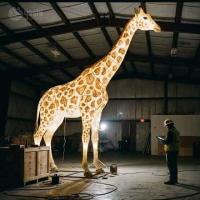 China Giant Handmade Giraffe Shape LED Silk Lantern, Custom Outdoor Landscape Lighting Solution for Amusement Park & Zoo Festival for sale