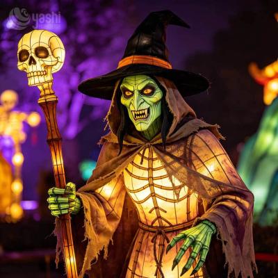 China Custom Witch Skeleton LED Lantern, Waterproof Outdoor Halloween Light for Theme Park & Haunted House Amusement Park Decoration for sale
