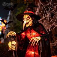 China Custom Witch Skeleton LED Lantern, Waterproof Outdoor Halloween Light for Theme Park & Haunted House Amusement Park Decoration for sale