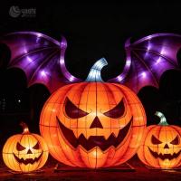 China Custom Halloween Skeleton Carriage Lantern, Large LED Ghost Coach Light Sculpture with Skeleton Horses & Skull Driver for sale