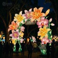 China Custom Giant Pink Rose Peony Flower Arch Lantern, Floral Photo‑Op Archway for Garden Night Lantern Festival for sale