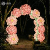 China Custom Giant Pink Rose Peony Flower Arch Lantern, Floral Photo‑Op Archway for Garden Night Lantern Festival for sale
