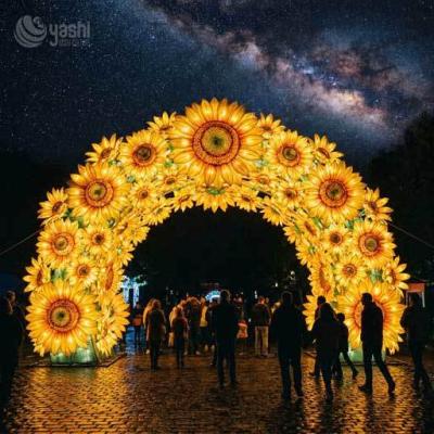 China Custom Giant Lily Orchid Flower Entrance Arch Lantern, Floral Festival Gateway Arch for Outdoor Night Event for sale