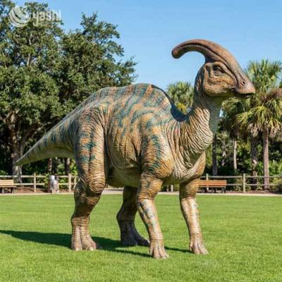 China Animatronic Parasaurolophus Dinosaur Statue Life Size Waterproof Outdoor Dinosaur Model for Jurassic Park Decoration for sale