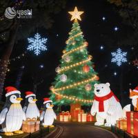 China Custom Santa Sleigh & Reindeer Lantern Set, Outdoor LED Santa Claus Reindeer Light Sculpture For Christmas Light Exhibition for sale